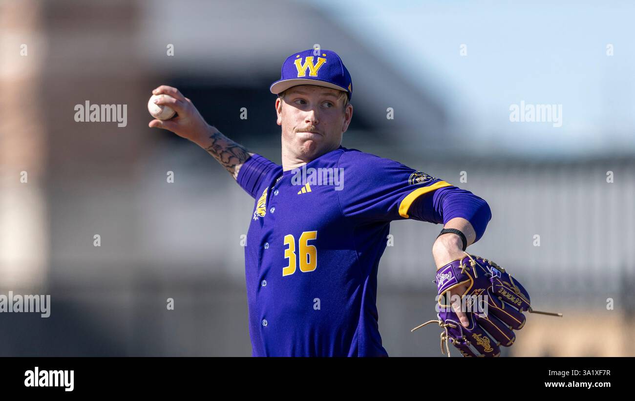 Western Illinois pitcher Billy Humphrey (36) during an NCAA baseball ...