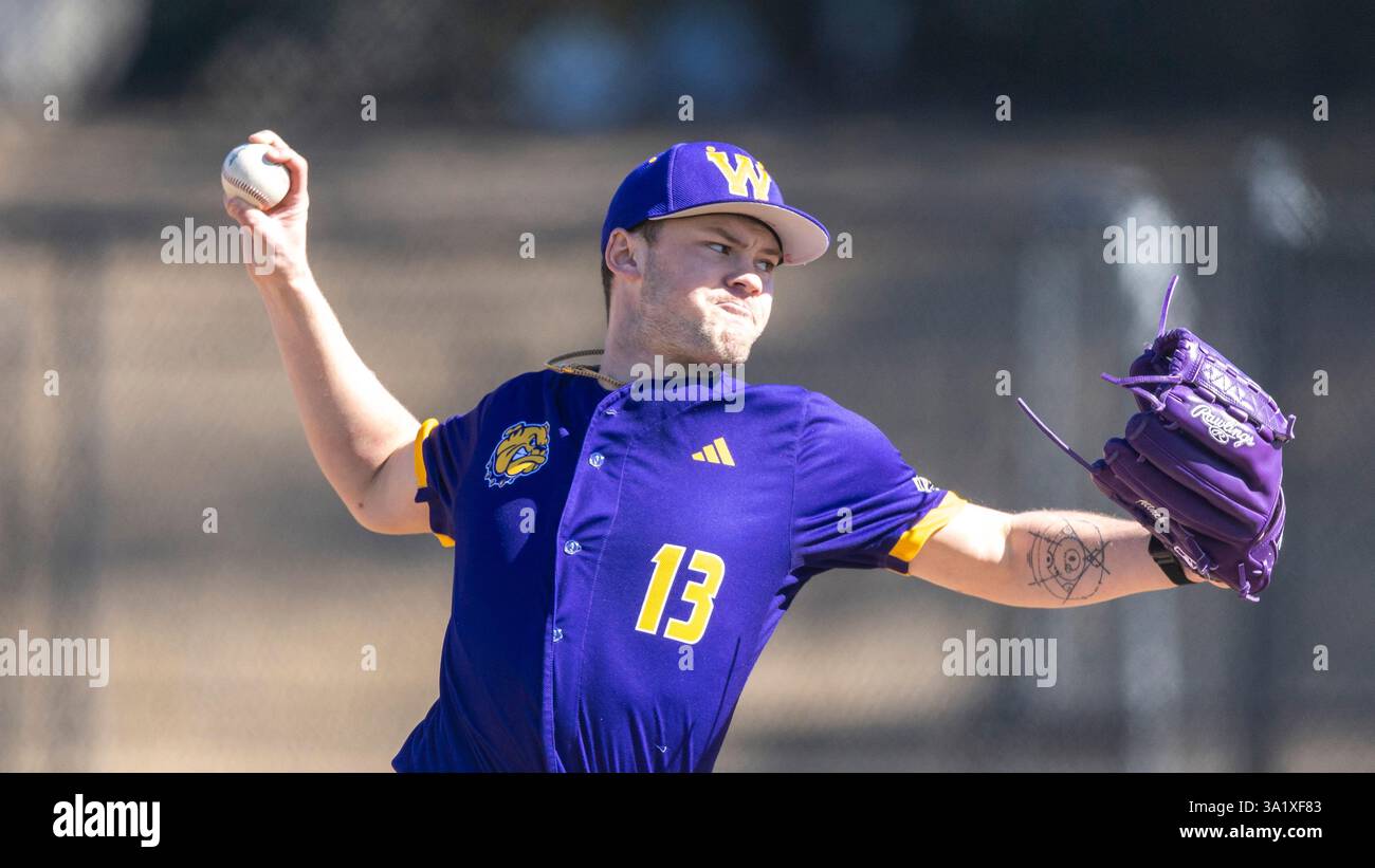 Western Illinois pitcher Jackson Rodgers (13) during an NCAA baseball ...