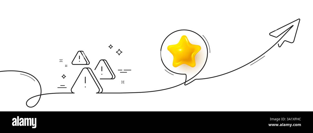 Attention line icon. Continuous line with share plane. Important ...