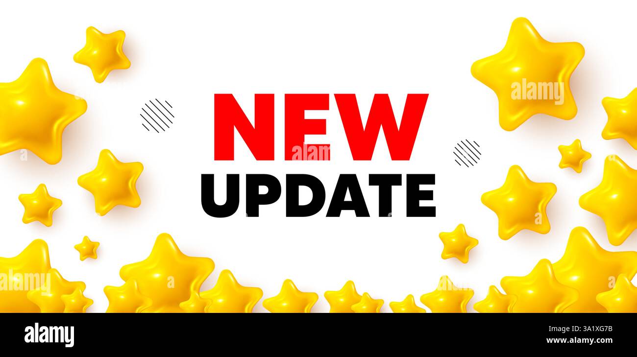 New update winner banner with 3d stars. Golden stars banner. New update ...