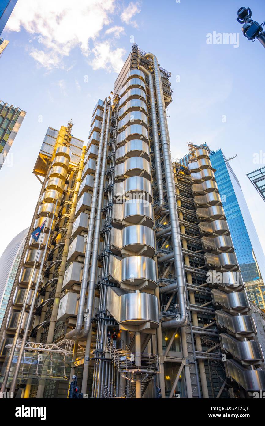 In London, the Lloyd's building stands out with its striking inside-out ...