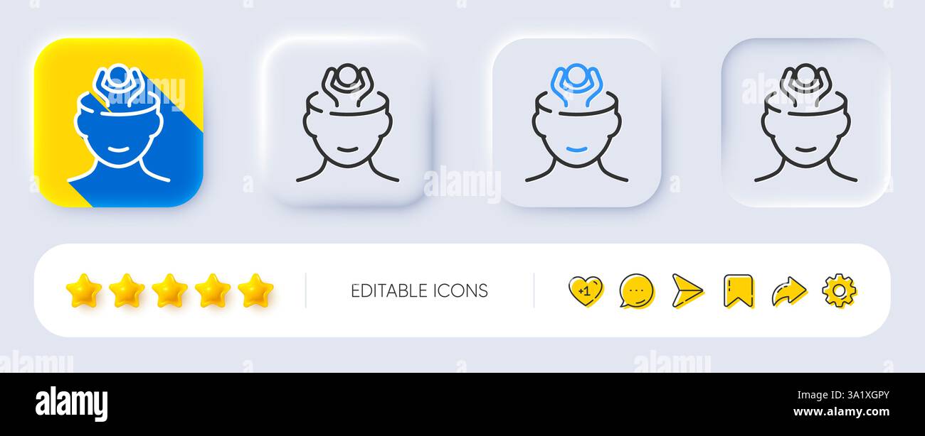 Stress line icon. Neumorphic, Flat shadow, 3d buttons. Anxiety or Think ...
