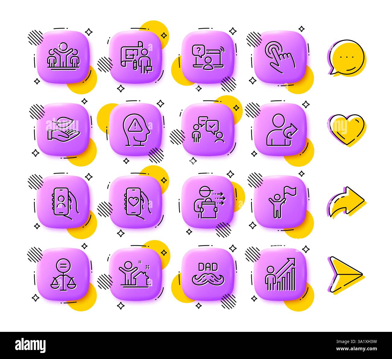Consulting business, Leadership and User call line icons. App 3d ...