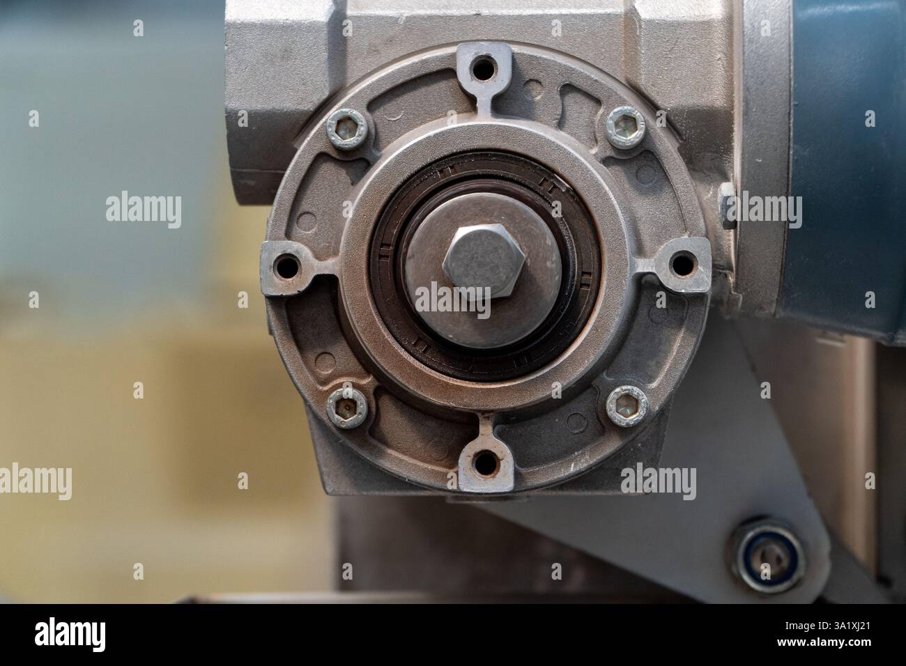 Close-up of an industrial gear motor with metallic texture Stock Photo ...