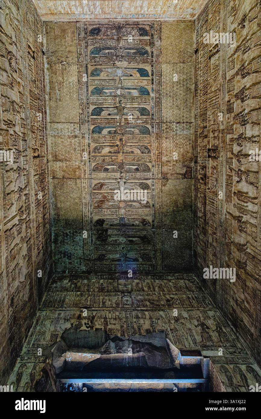 Ceiling of the Sanctuary in the Roman Mammisi at the Dendera Temple of ...