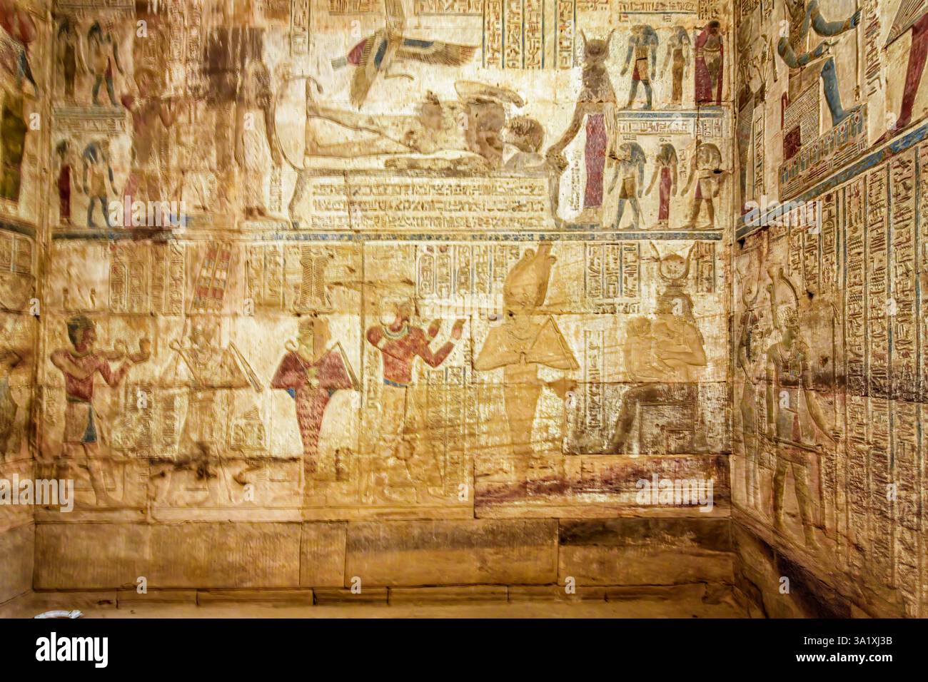 Scene from Opet Temple in Karnak depicts the union of the sun god Amen ...