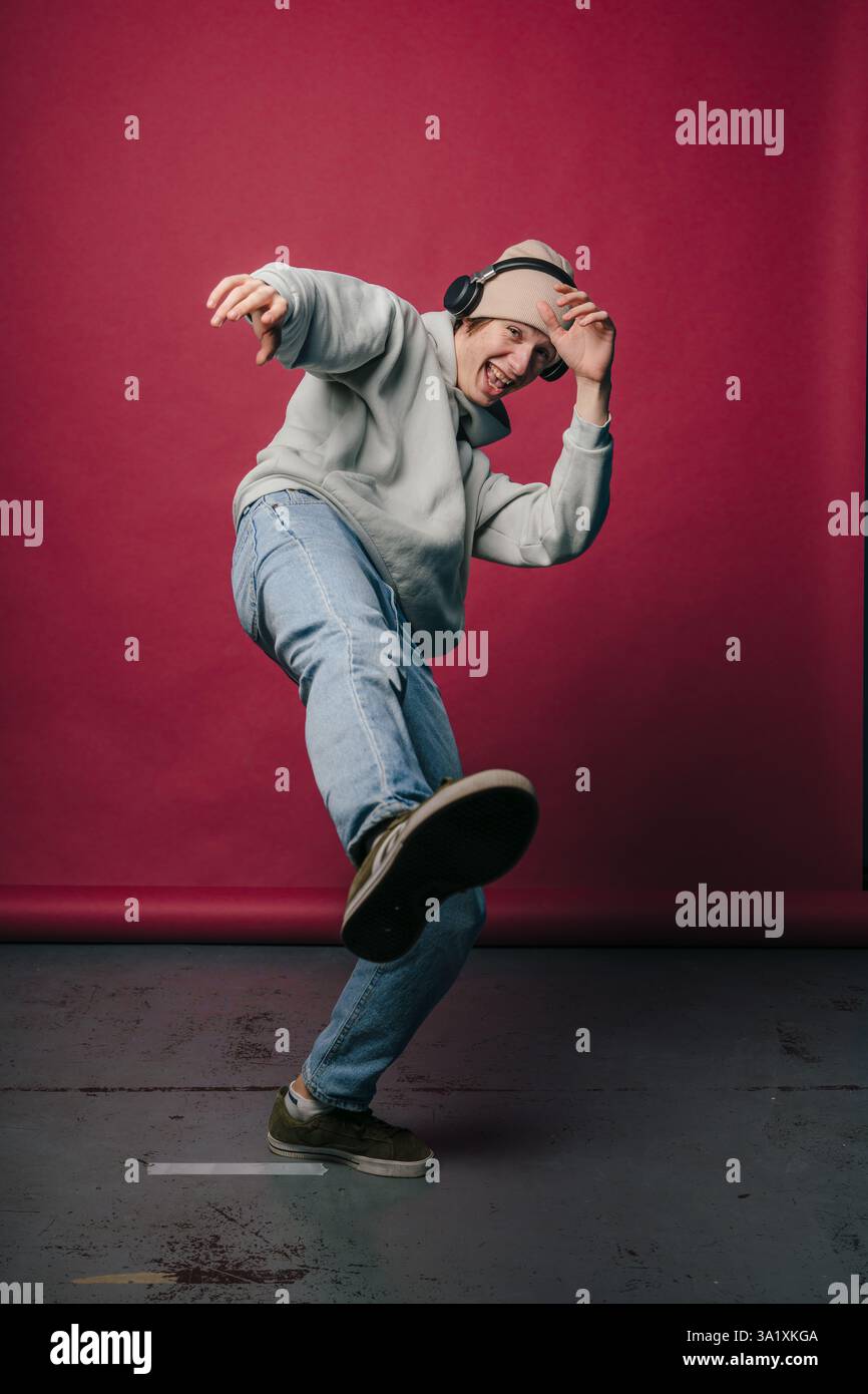 A Dynamic Dancing Pose is Expressed Vividly Against a Bold and Striking ...