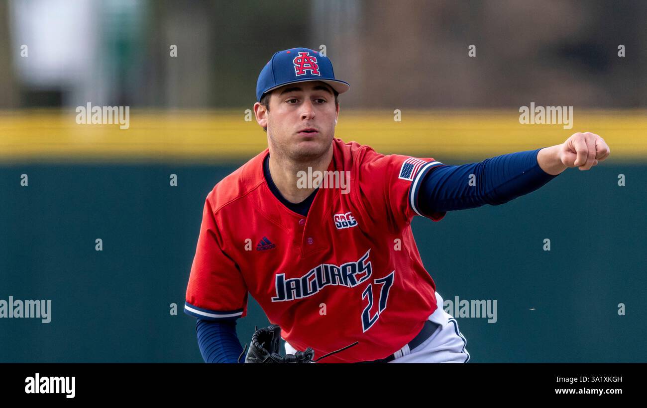 South Alabama pitcher Zach Willingham (27) during an NCAA baseball game ...