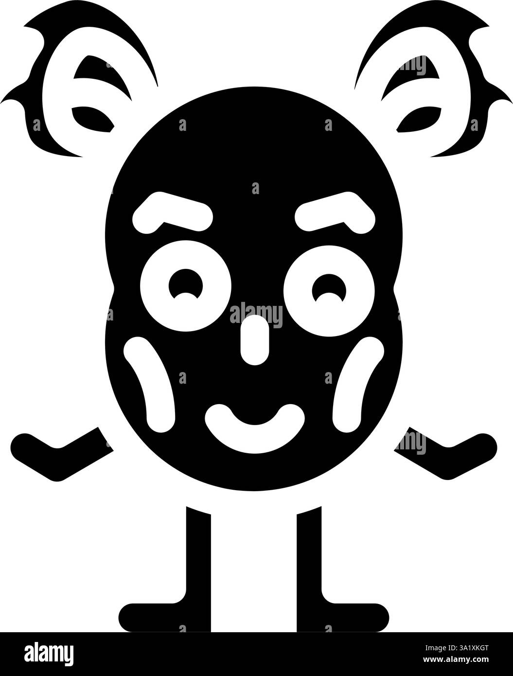 furry ears cute monster glyph icon vector illustration Stock Vector ...