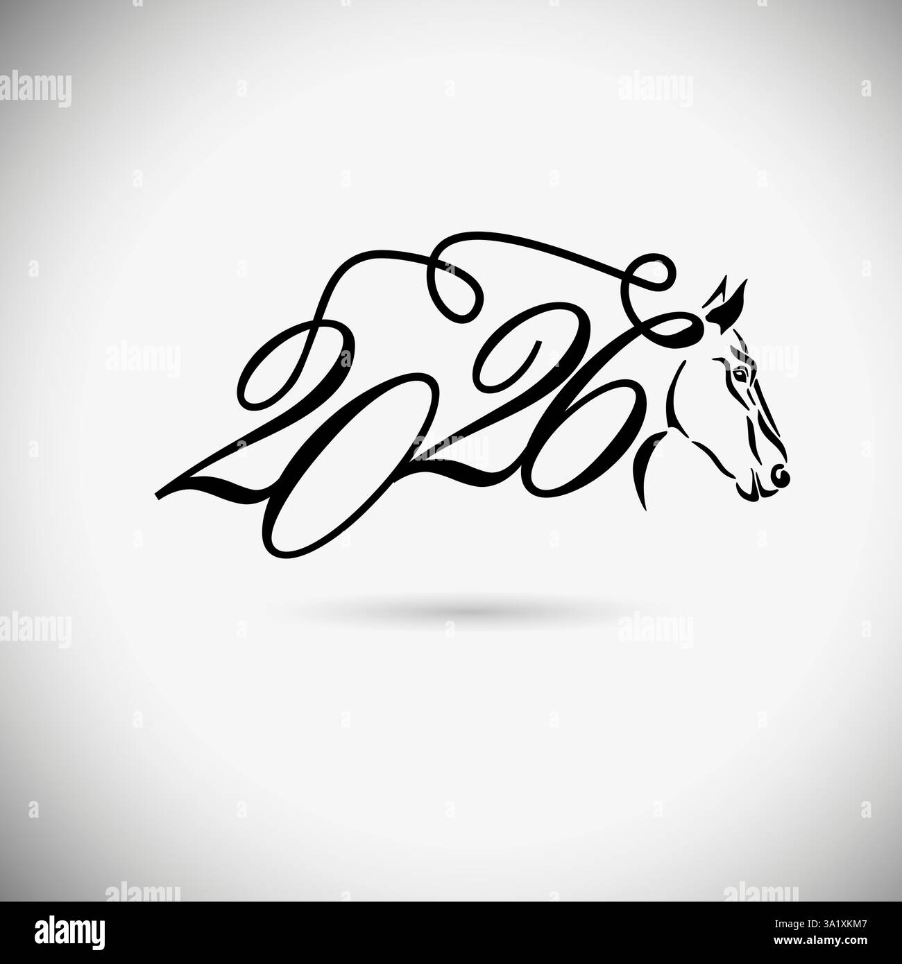 Year 2026 Horse. hand drawing. Not AI, Vector illustrations Stock ...