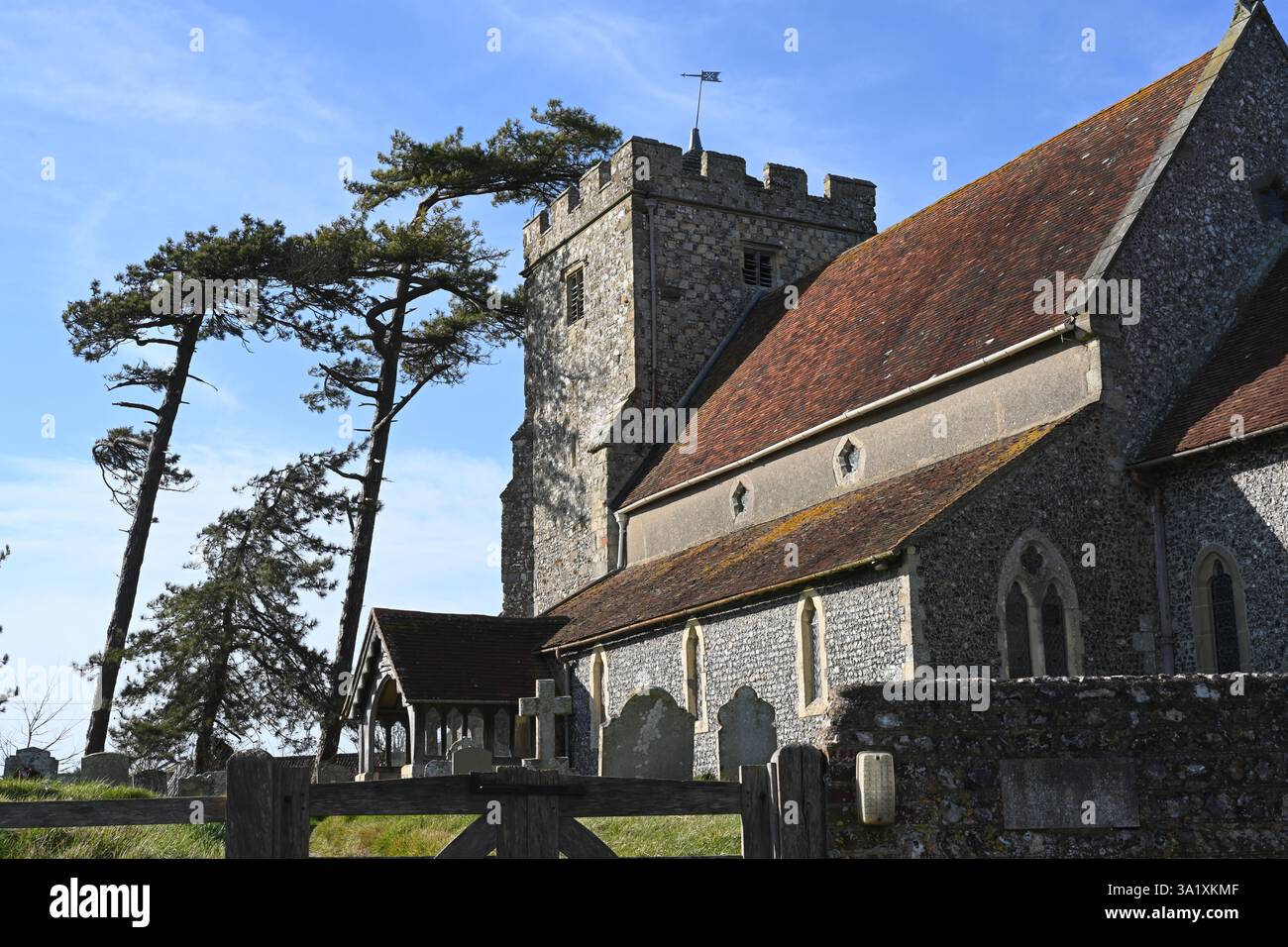 beautiful medieval church in Beddingham England Stock Photo - Alamy