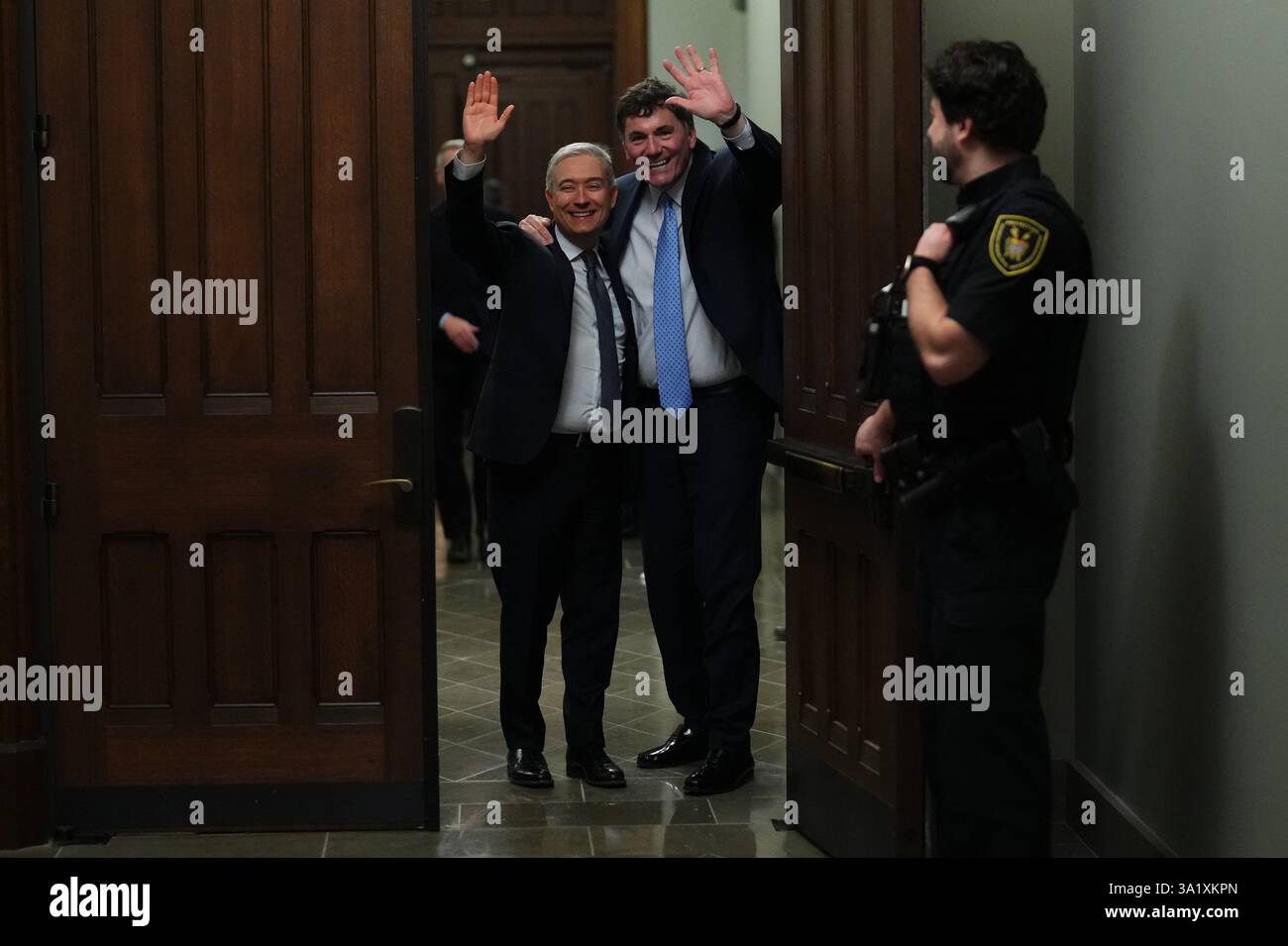 Ottawa, Canada. 10th Mar, 2025. Finance Minister Dominic LeBlanc (right ...