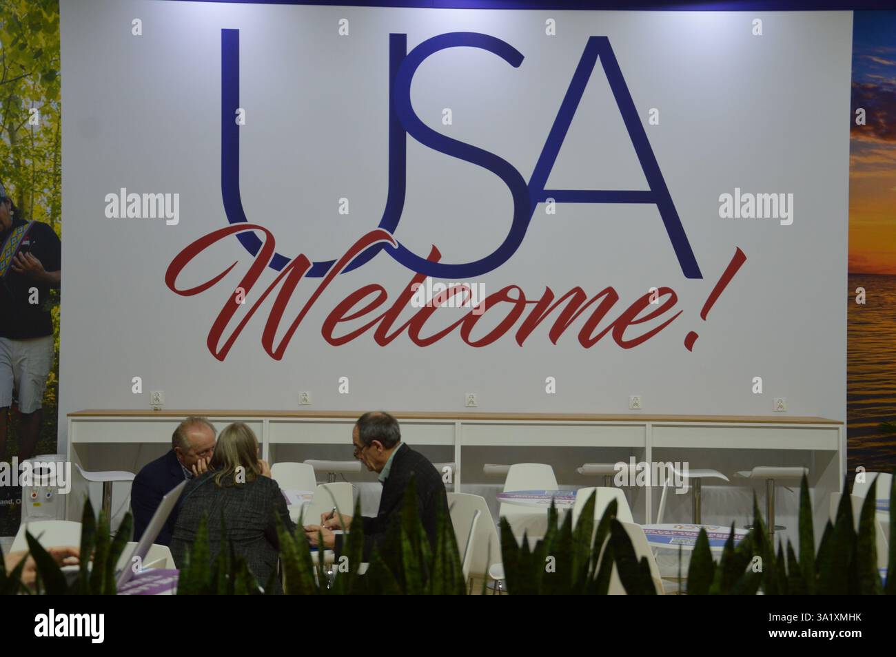 Berlin, Germany - March 6, 2025 - USA booth at ITB Berlin 2025 ...