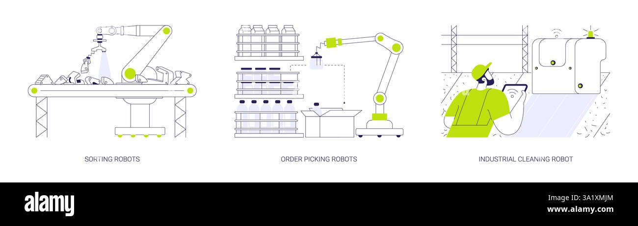 Industrial robots abstract concept vector illustrations Stock Vector ...