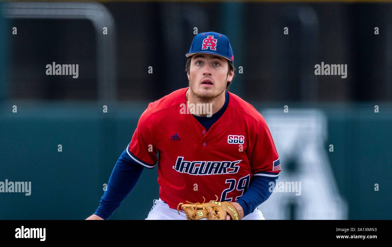South Alabama infielder Kyle Morrison (29) during an NCAA baseball game ...