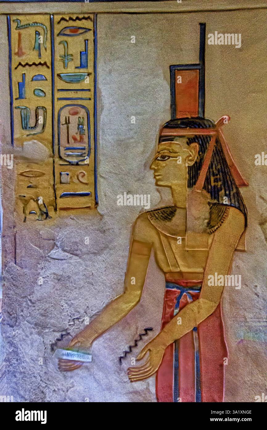 Bas-relief of Goddess Isis in QV55 tomb of Amunherkhepshef Stock Photo ...