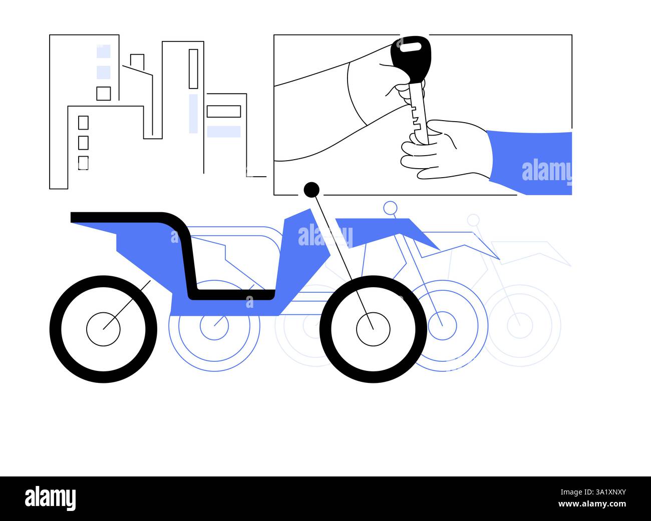 Motorcycle rental isolated cartoon vector illustrations Stock Vector ...