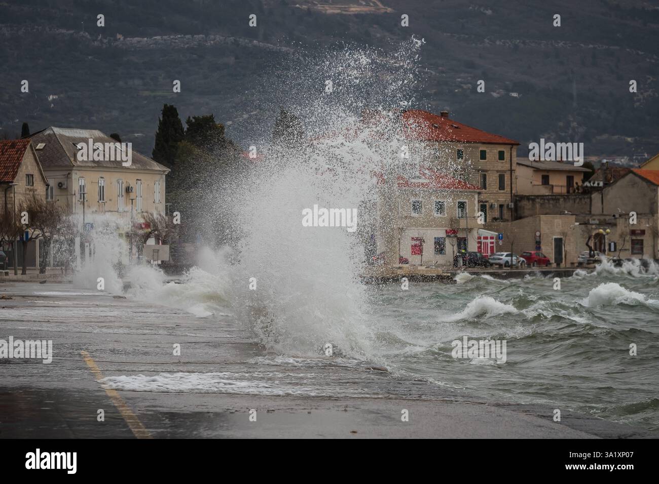 Kastela, Croatia. 10th Mar, 2025. Strong wind called Jugo and high ...