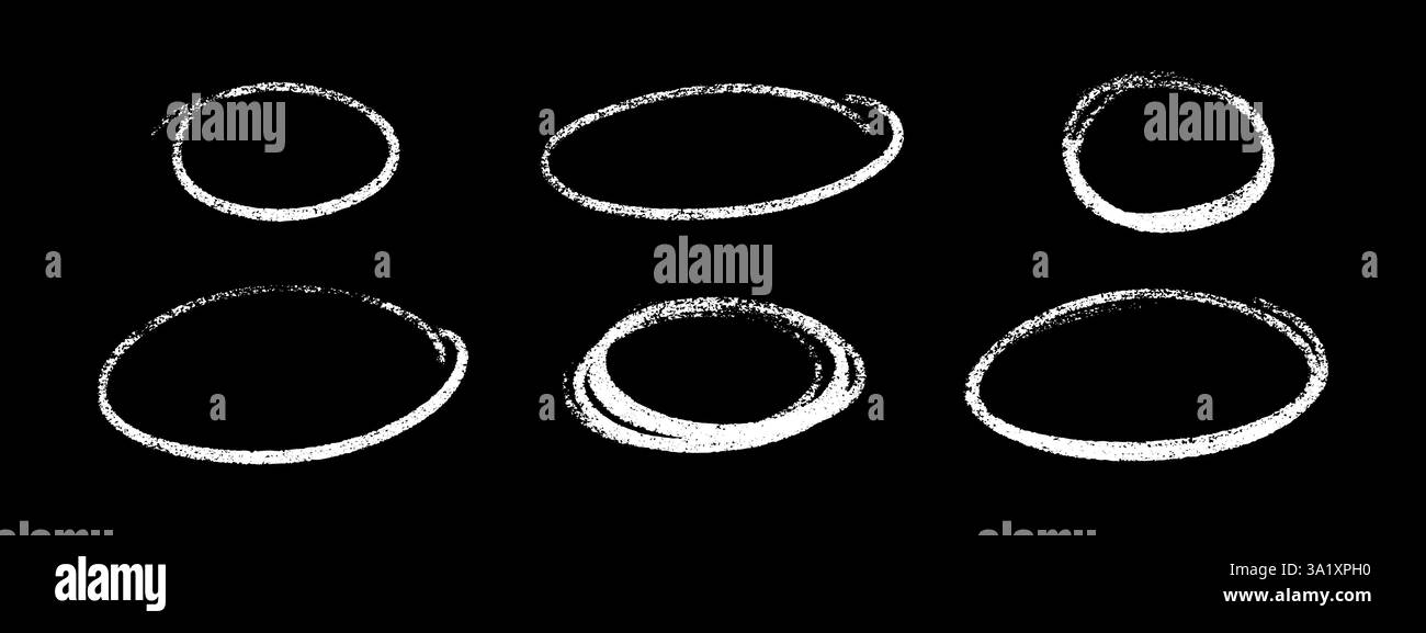 Crayon highlight chalk round shapes on dark background with textured ...