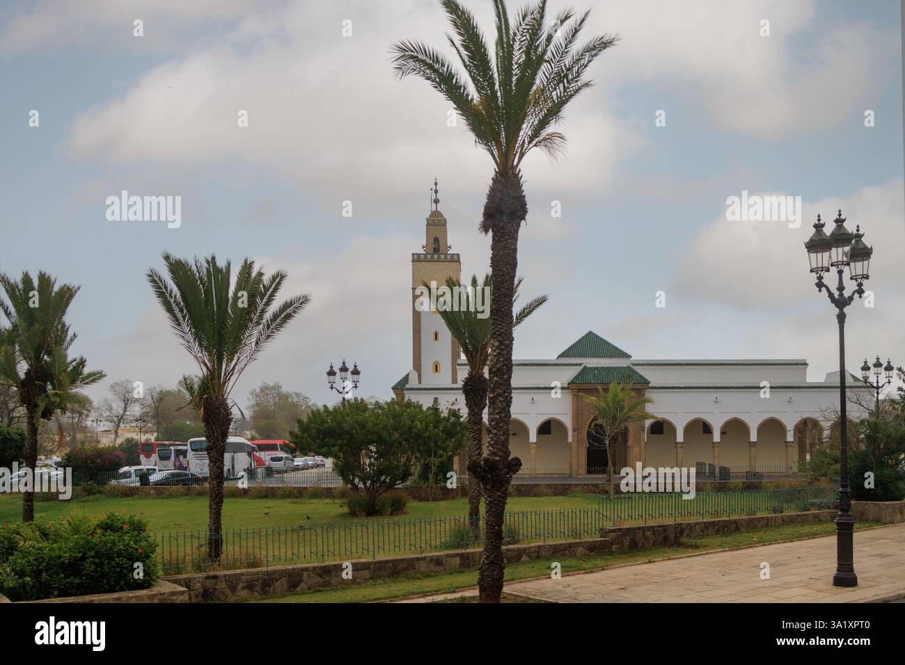 Morocco, Rabat - aerial view of the Royal Mosque (or Mosque el Faeh) at ...