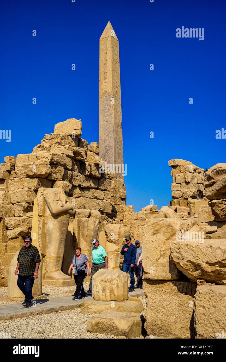 South face of the Obelisk of Hatshepsut in the Temple of Amun at the ...
