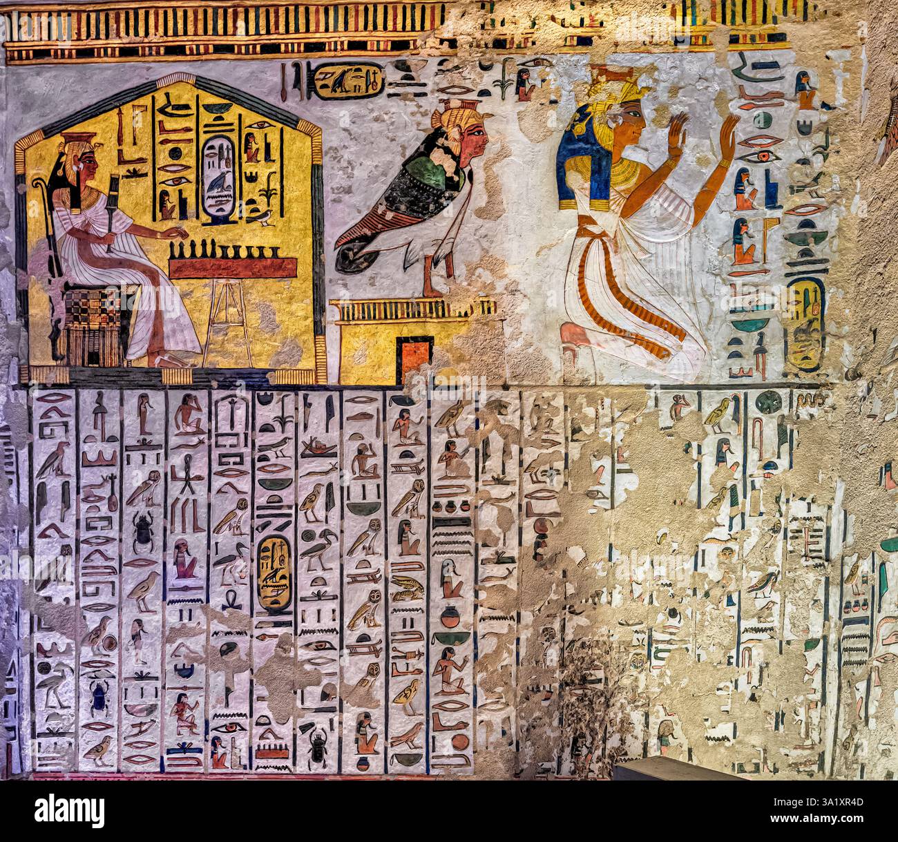 The West Wall of the antechamber in QV66 shows Queen Nefertari playing ...