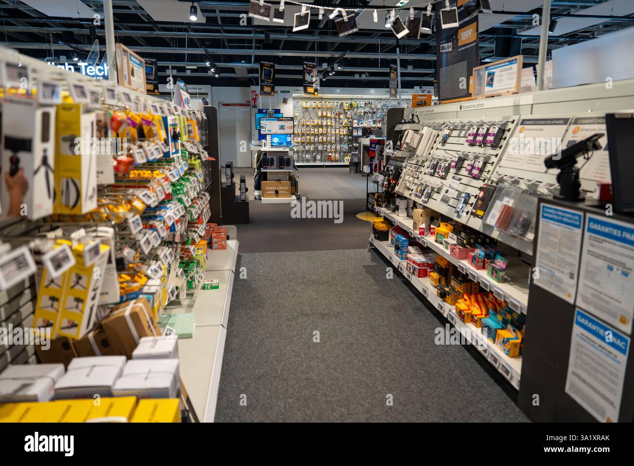 A glimpse into a vibrant electronic retail space filled with gadgets and accessories for tech ...