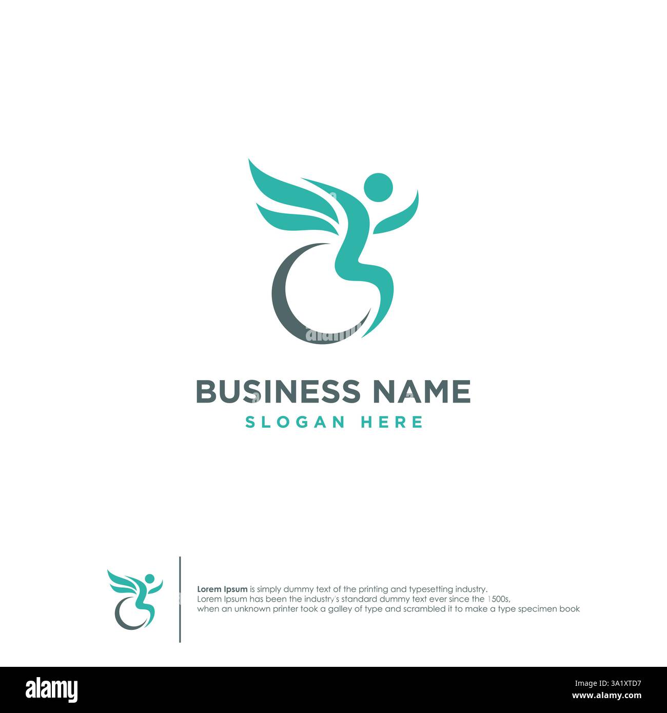 Logo design of disabled people care and support with people wings ...