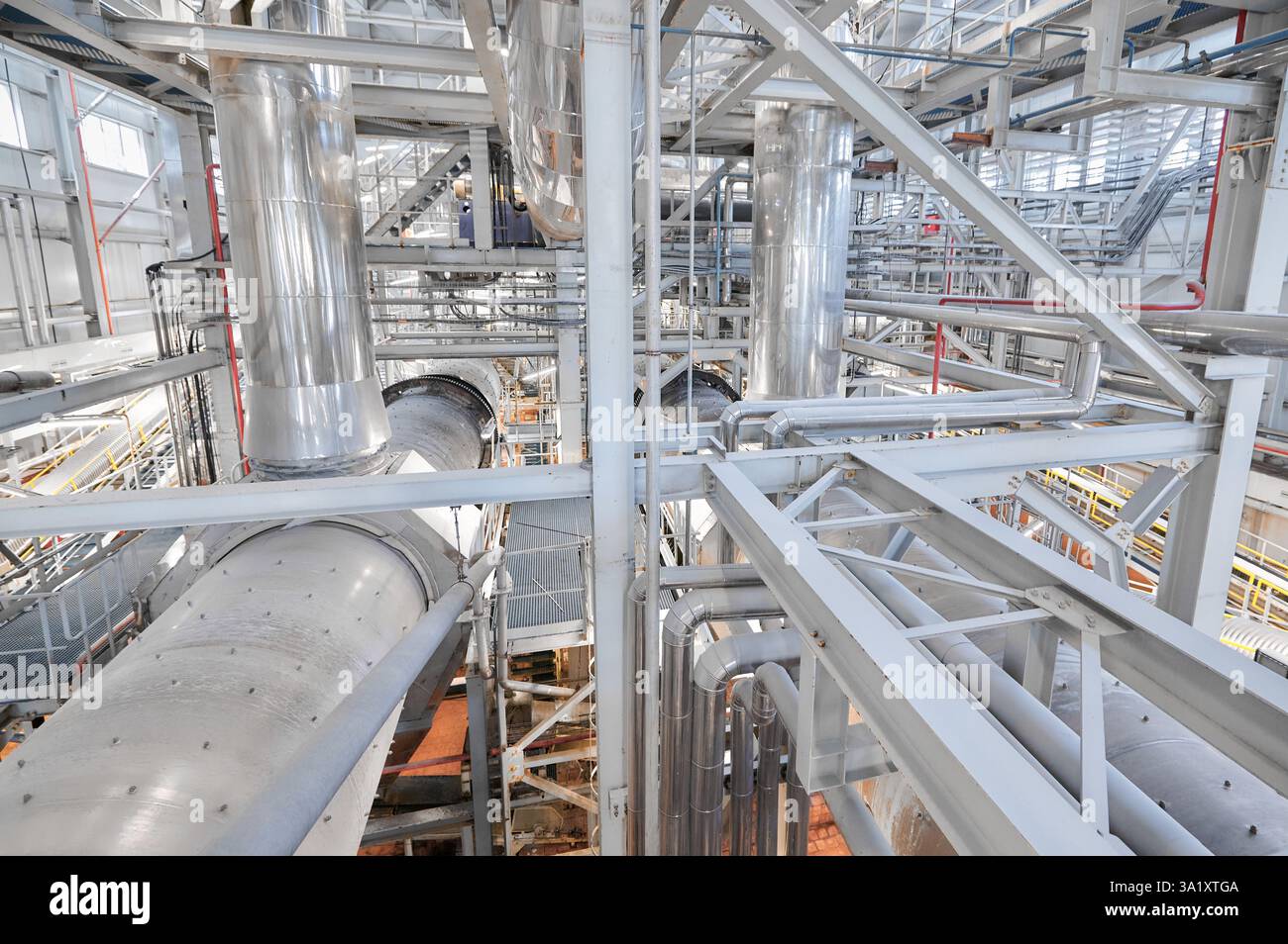 Overview of a modern chemical plant showcasing extensive pipelines and ...