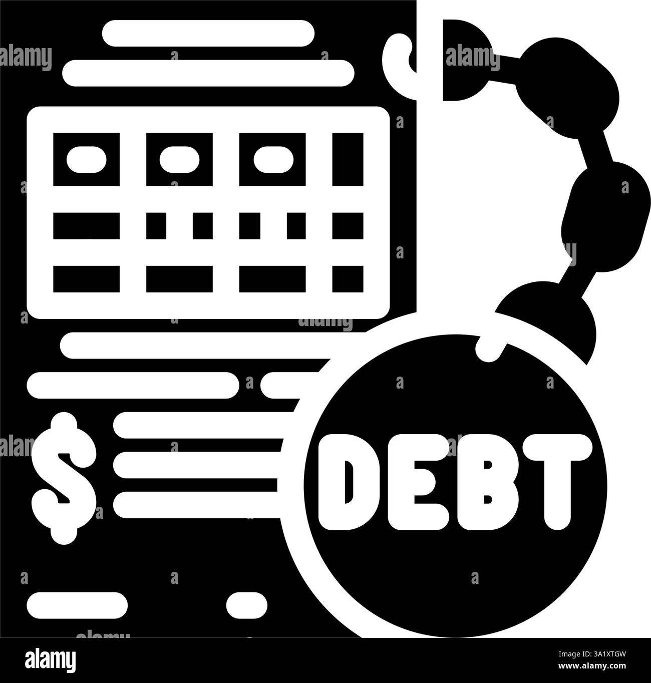debt management budget planning glyph icon vector illustration Stock ...