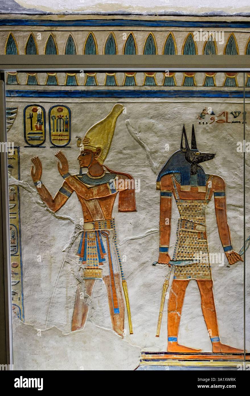 Bas Relief image of God Anubis with Pharaoh Ramses III from Tomb of ...