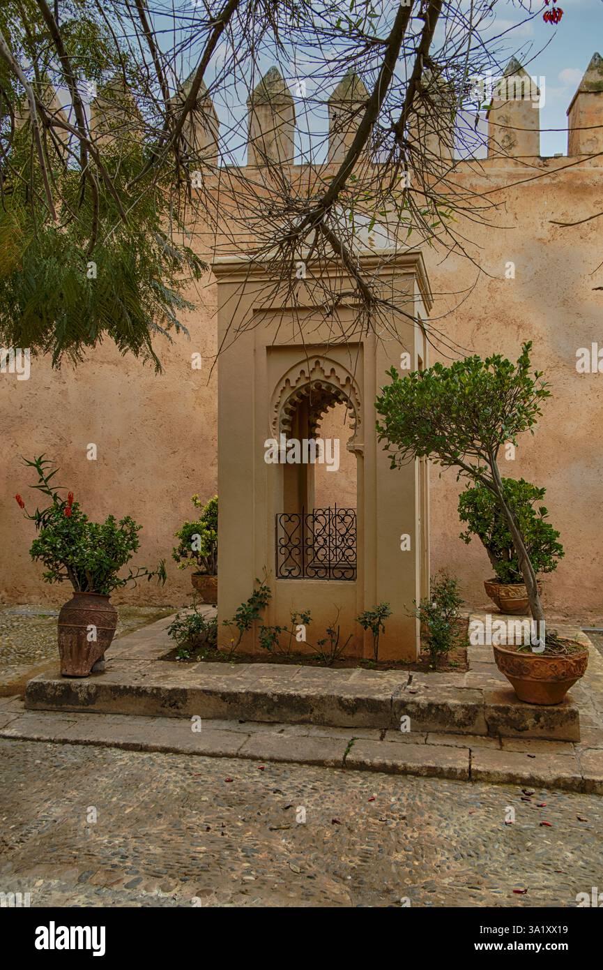 Andalusian gardens in Udayas kasbah. Kasbah of the Udayas is a small ...