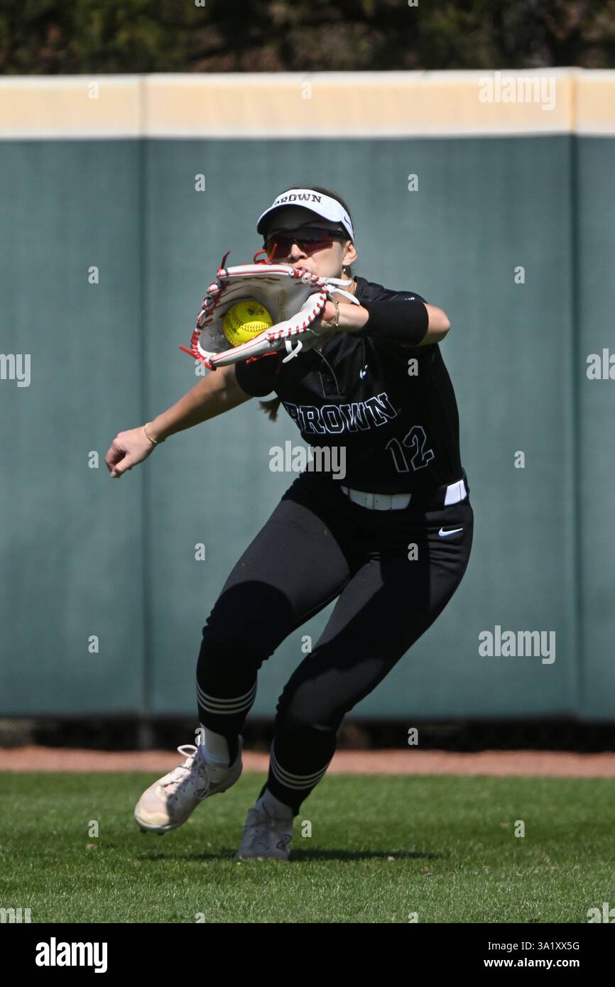 Brown's Jasmine Hsiao (12) plays Lipscomb during an NCAA softball game ...