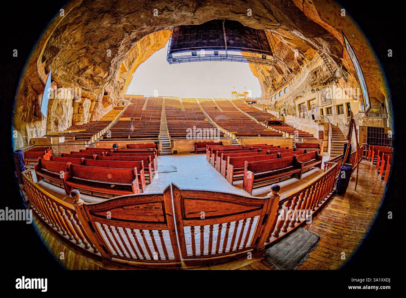 Fisheye view of the massive cave church of Cairo's Zabbaleen community ...