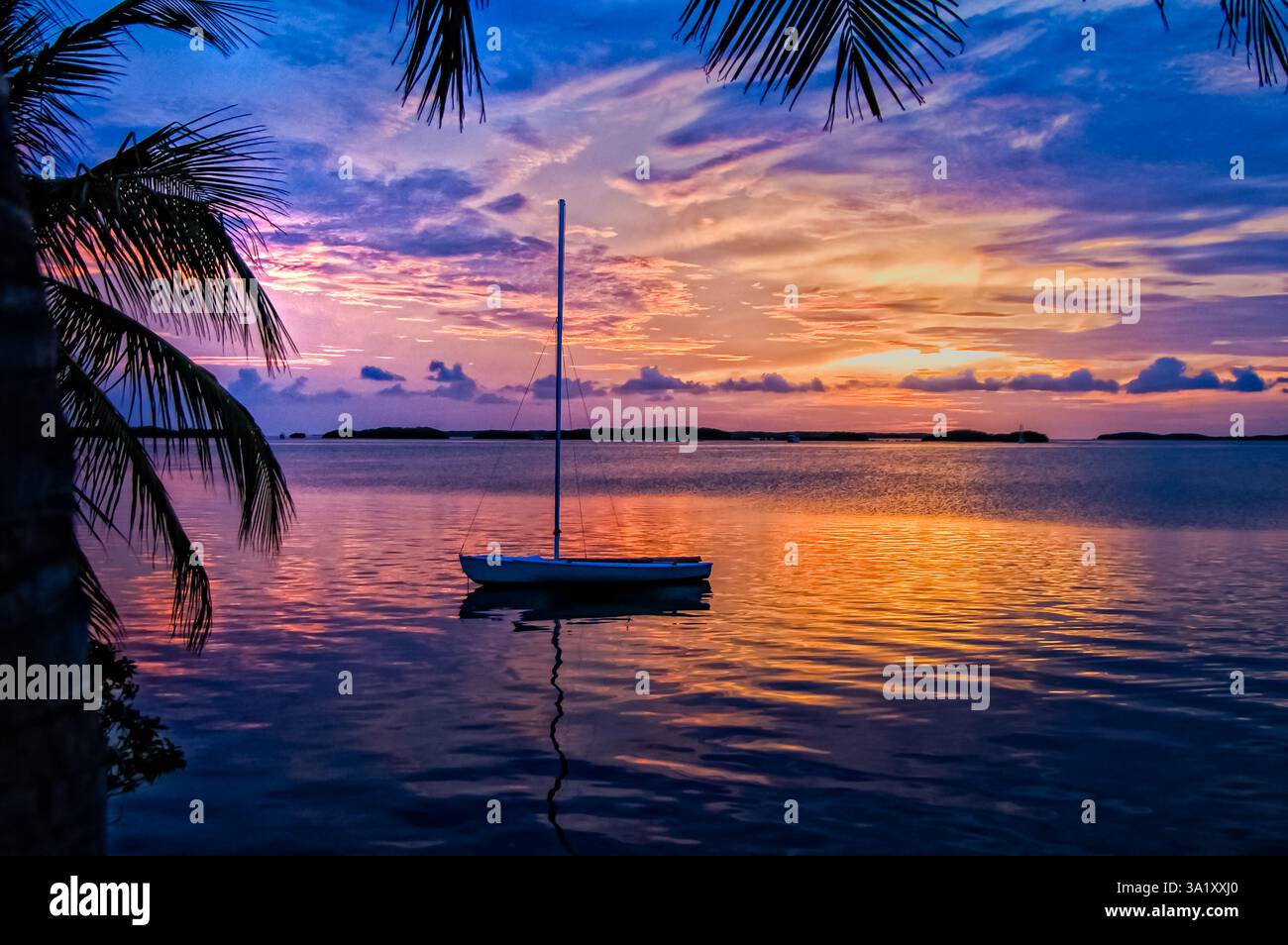 Sailboat at Dusk on Islamorada, "Village of Islands," in the Florida ...