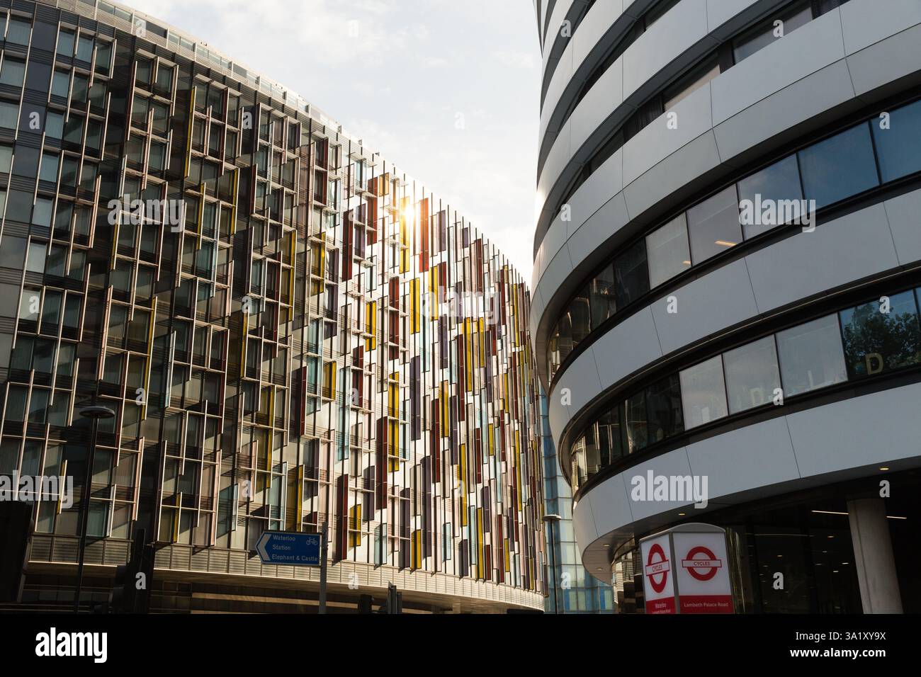 Modern architecture near Waterloo Station, London. Colorful building ...