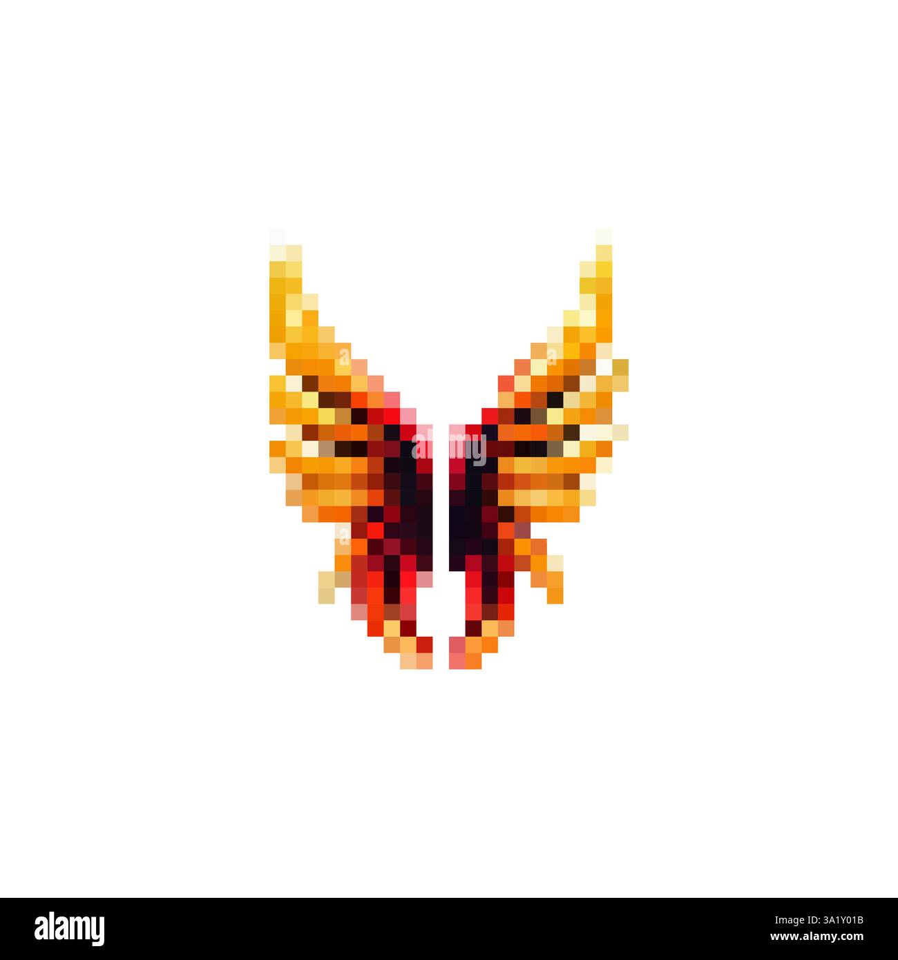Wings for game design fire style. Vector demon wing icon. Wings texture ...