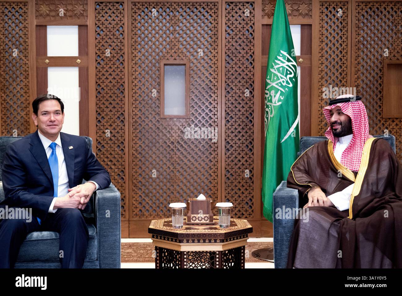 Saudi Crown Prince and Prime Minister Mohammed bin Salman, right, and U ...