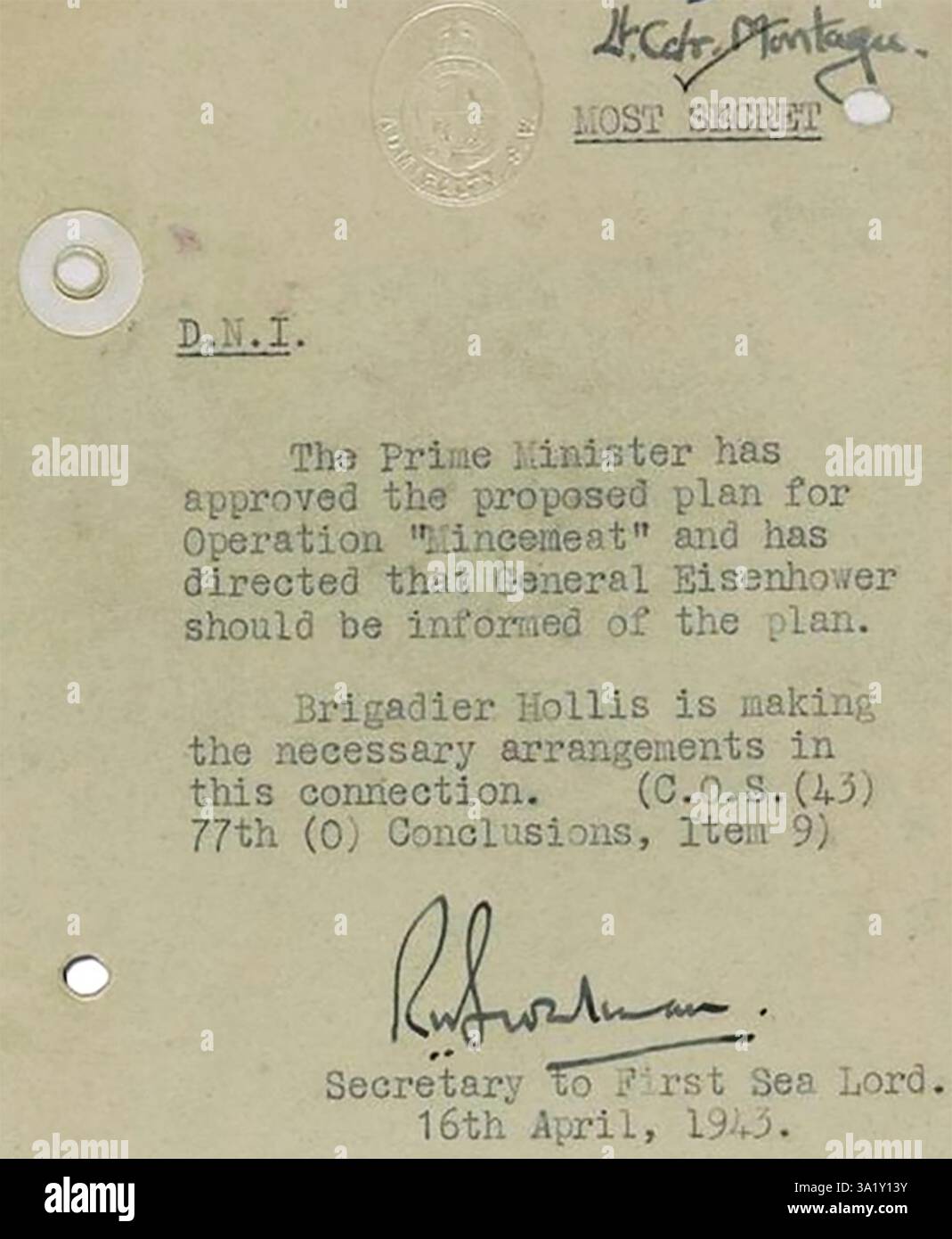 OPERATION MINCEMEAT 1943. Winston Churchill gives approval for the ...