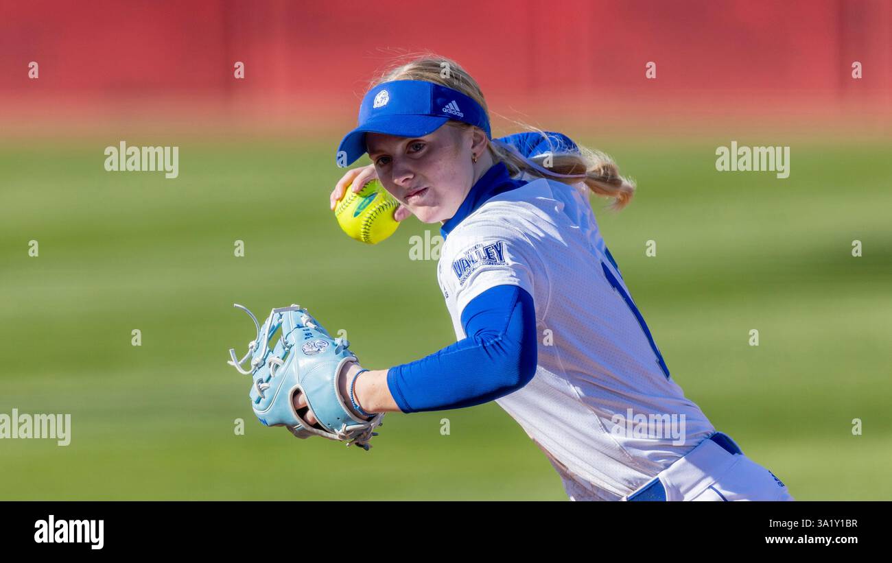 Drake infielder Lydia Olejniczak (12) during an NCAA softball game on ...