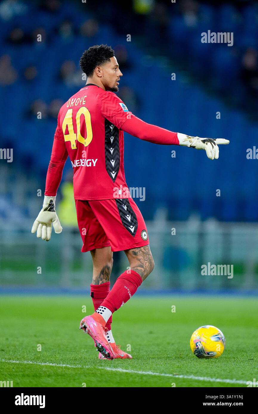 Rome, Italy. 10th Mar, 2025. Maduka Okoye of Udinese Calcio gestures ...