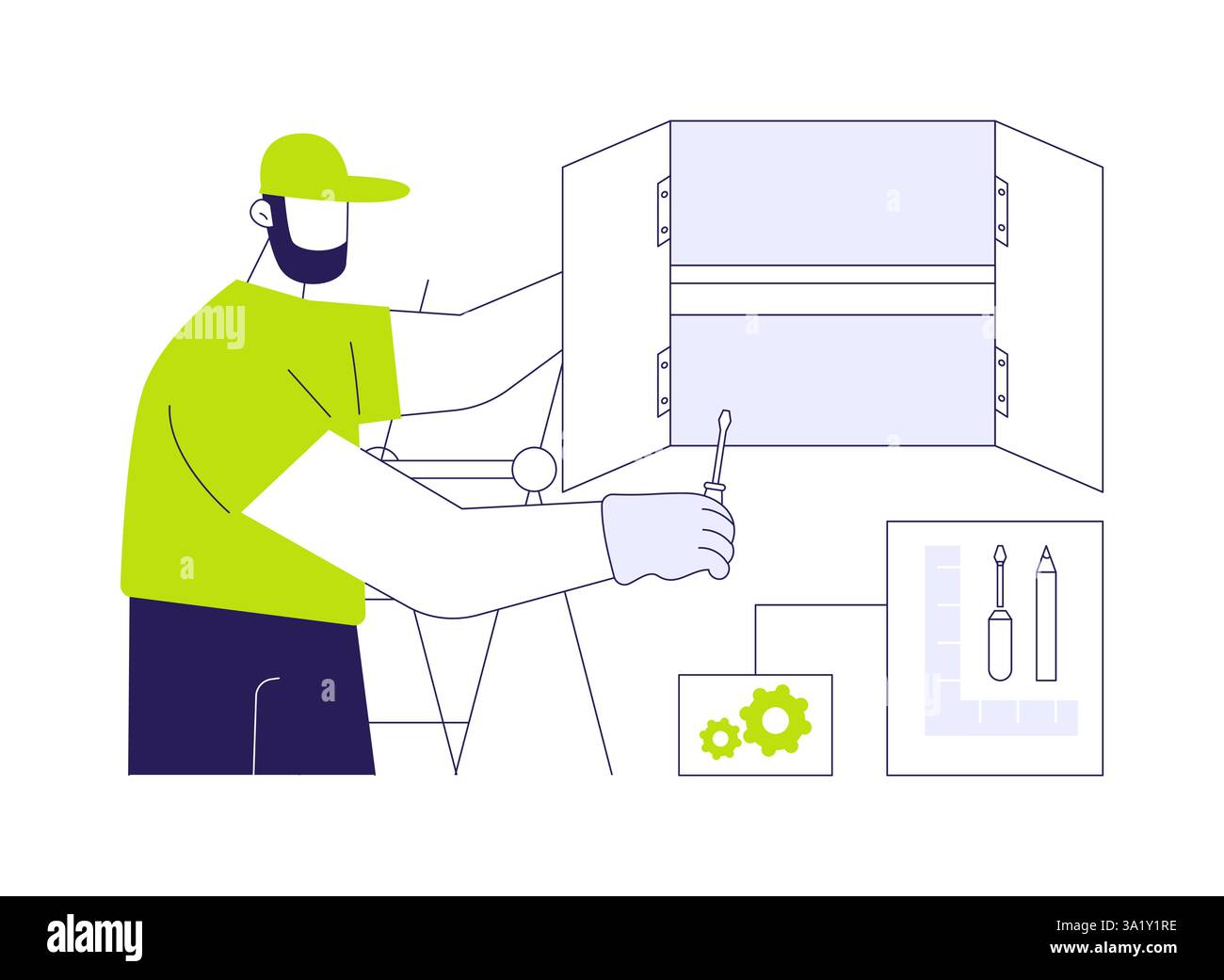 Kitchen cabinets installation abstract concept vector illustration ...