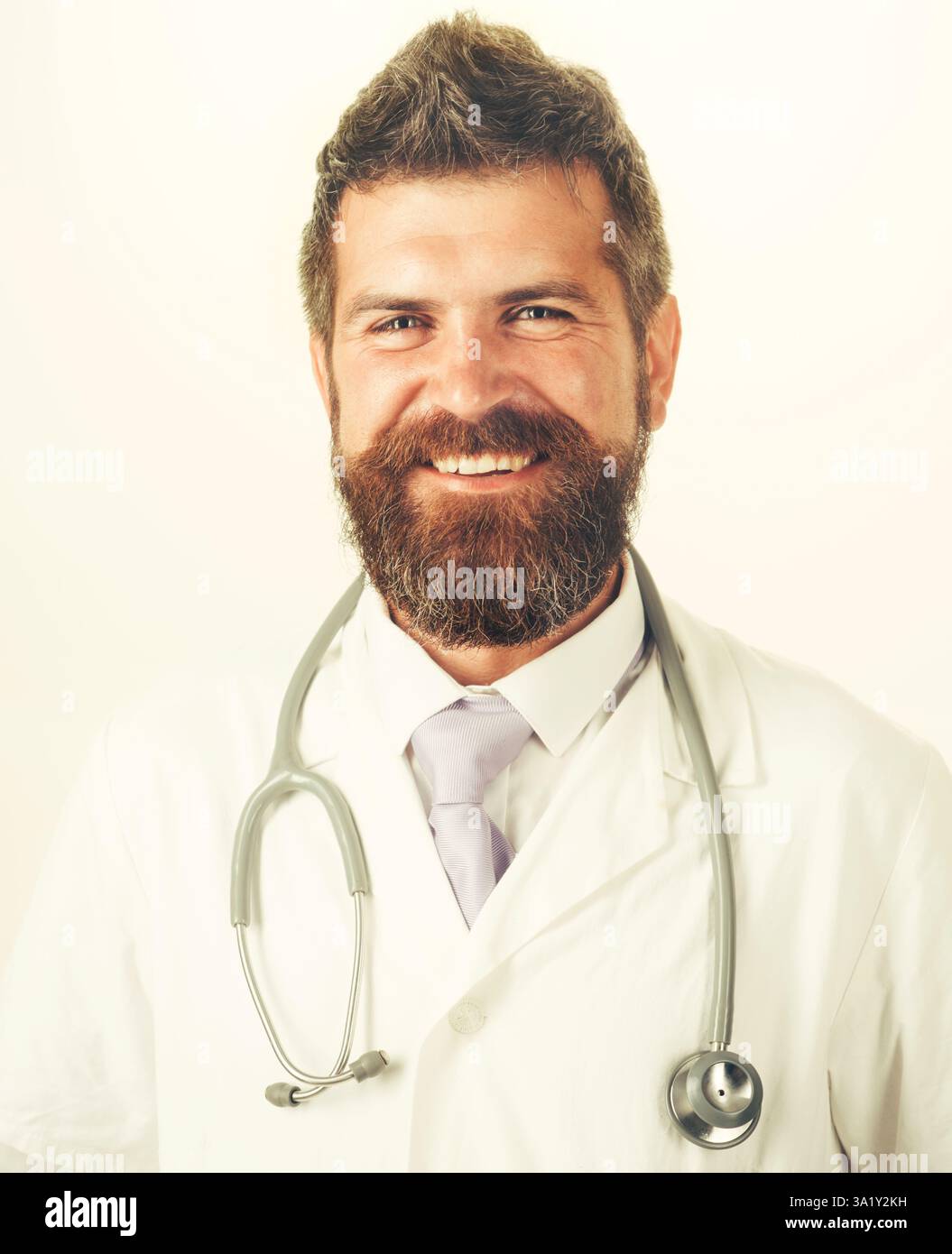 Male doctor with stethoscope. Healthcare, treatment, ambulance service ...