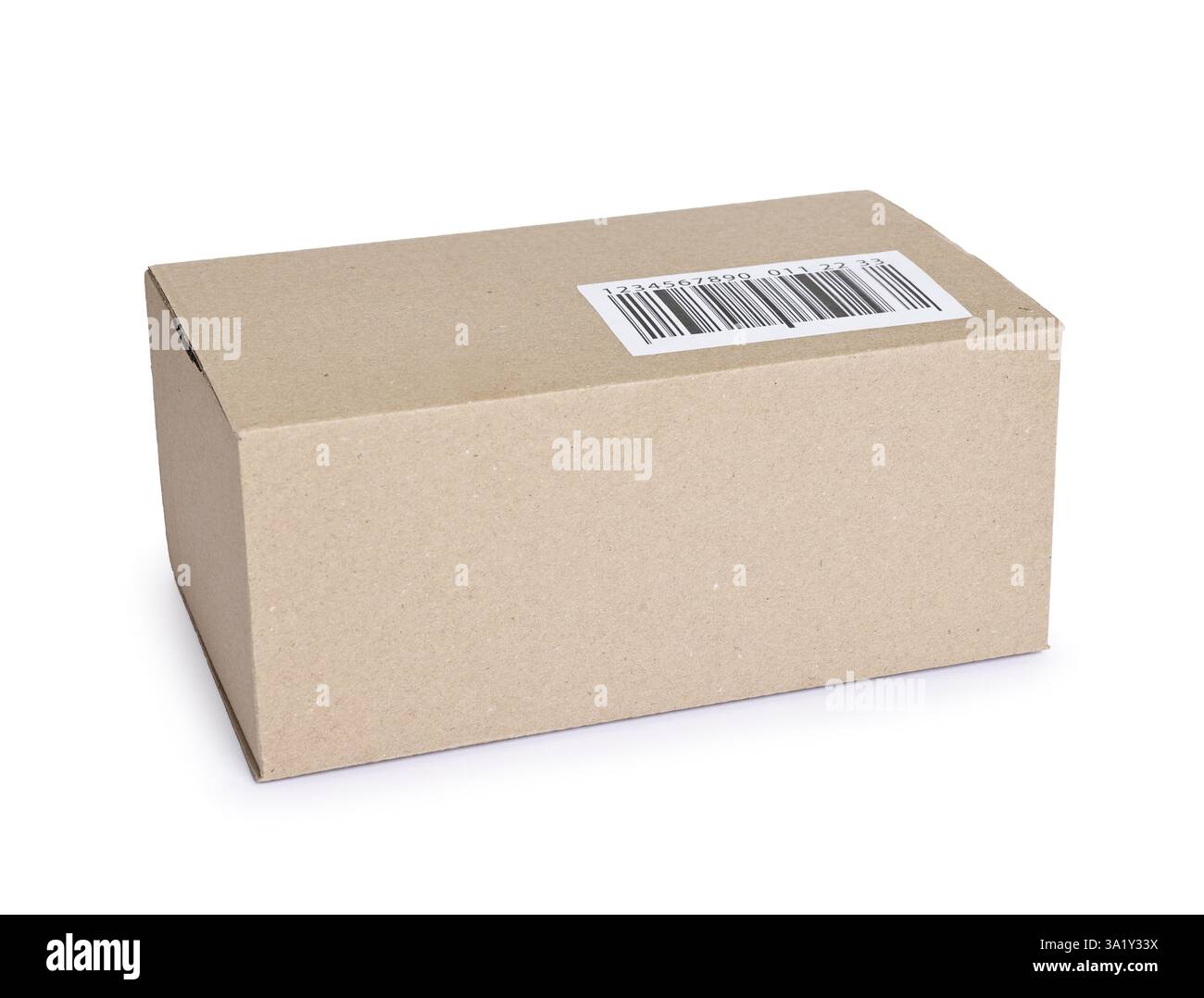 Cardboard parcel box with barcode on white background Stock Photo - Alamy