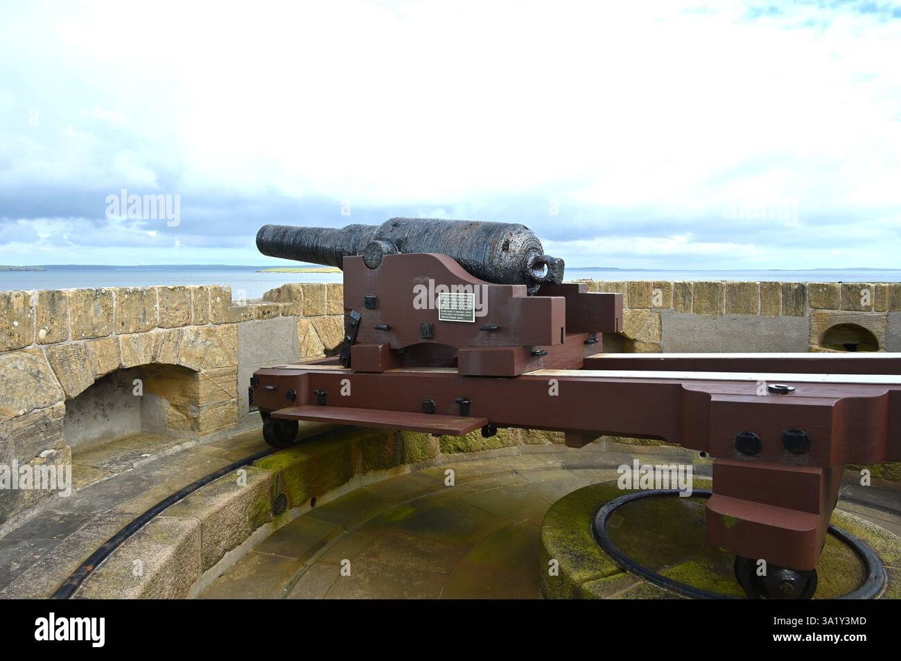 Gun emplacement and 64-pounder Armstrong gun on top of Martello Tower ...