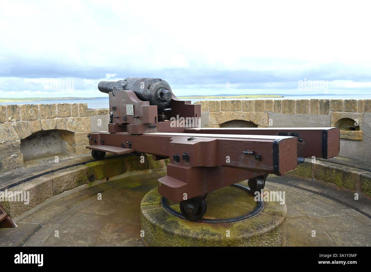 Gun emplacement and 64-pounder Armstrong gun on top of Martello Tower ...