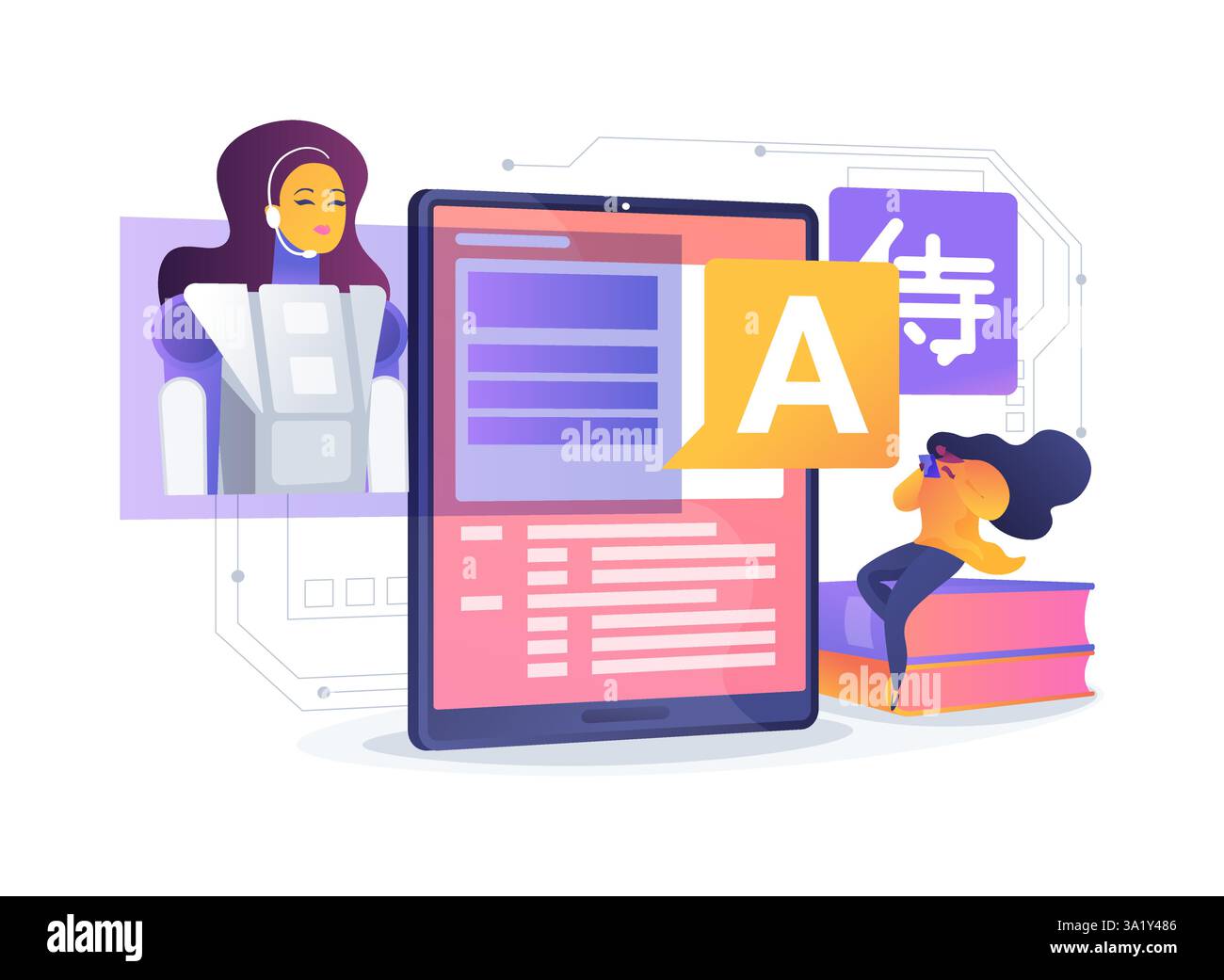 AI in Language Learning abstract concept vector illustration Stock ...