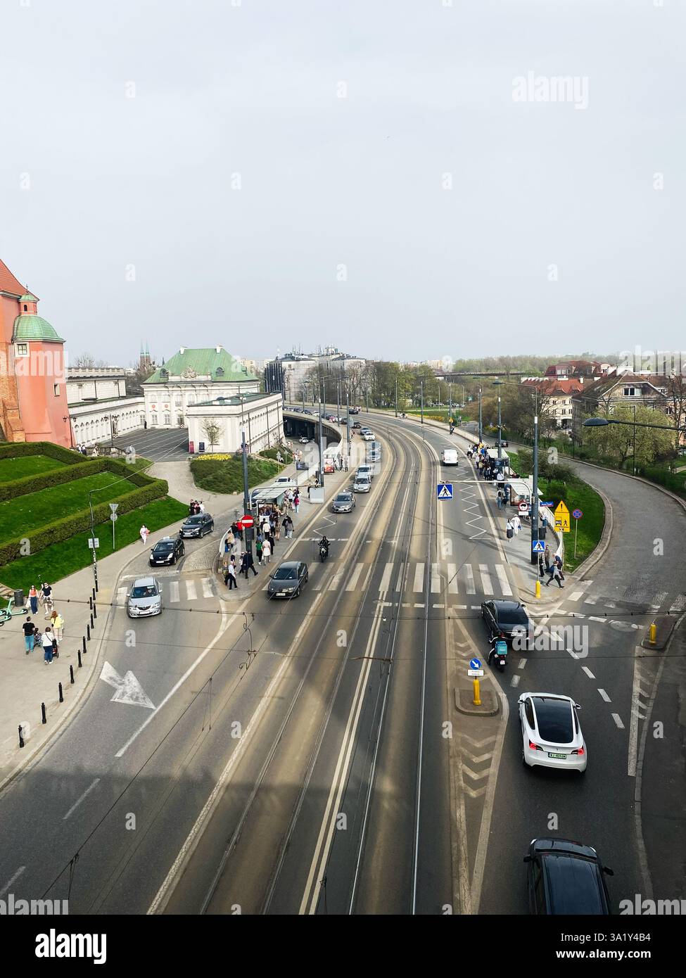 Warsaw, Poland - April 24, 2024: Busy city street with traffic and ...