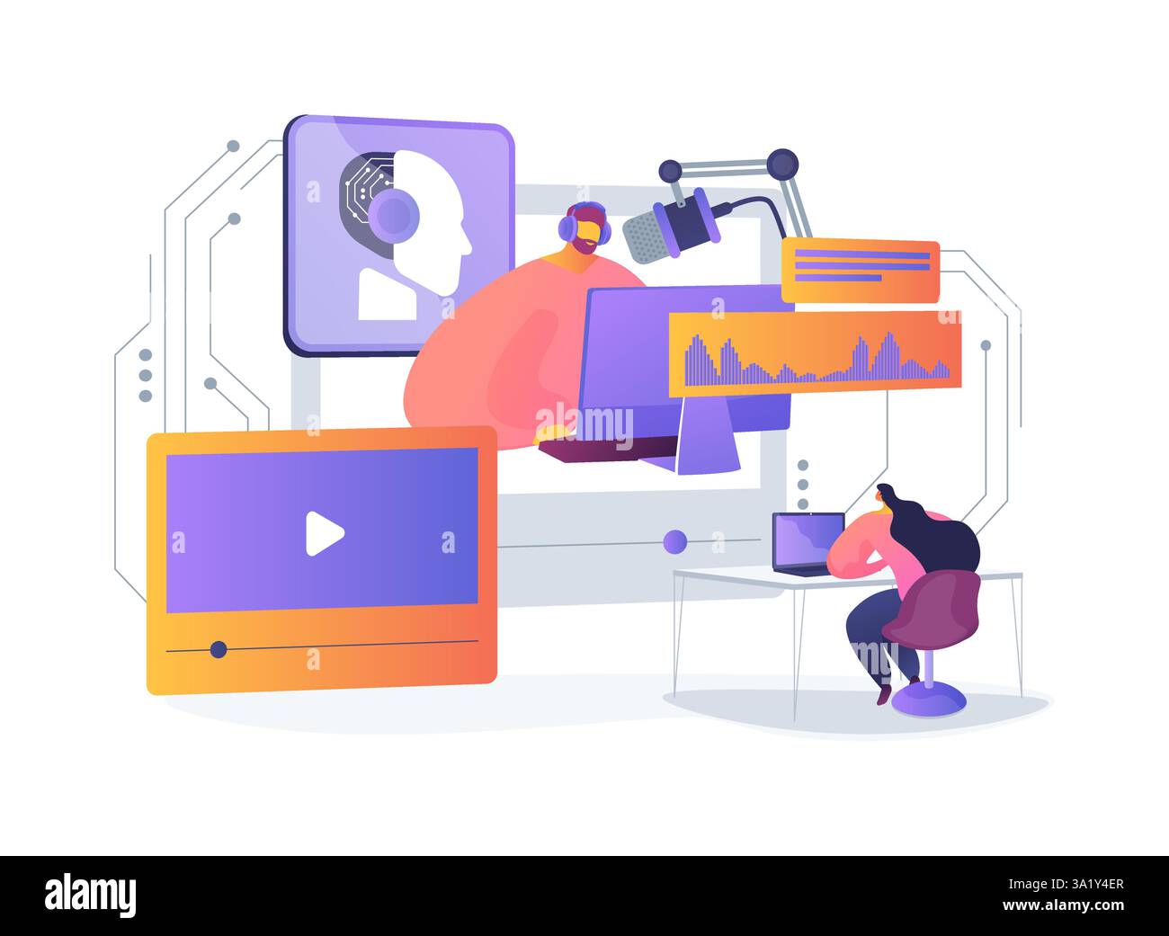 AI Voice Cloning in Media abstract concept vector illustration Stock ...