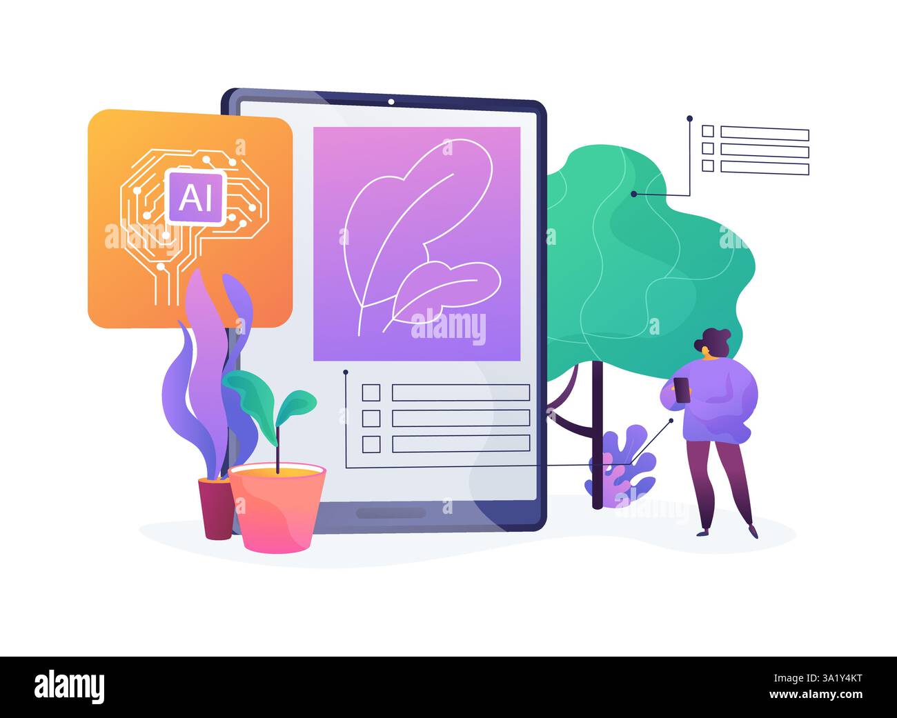 AI Plant Identification App abstract concept vector illustration Stock ...